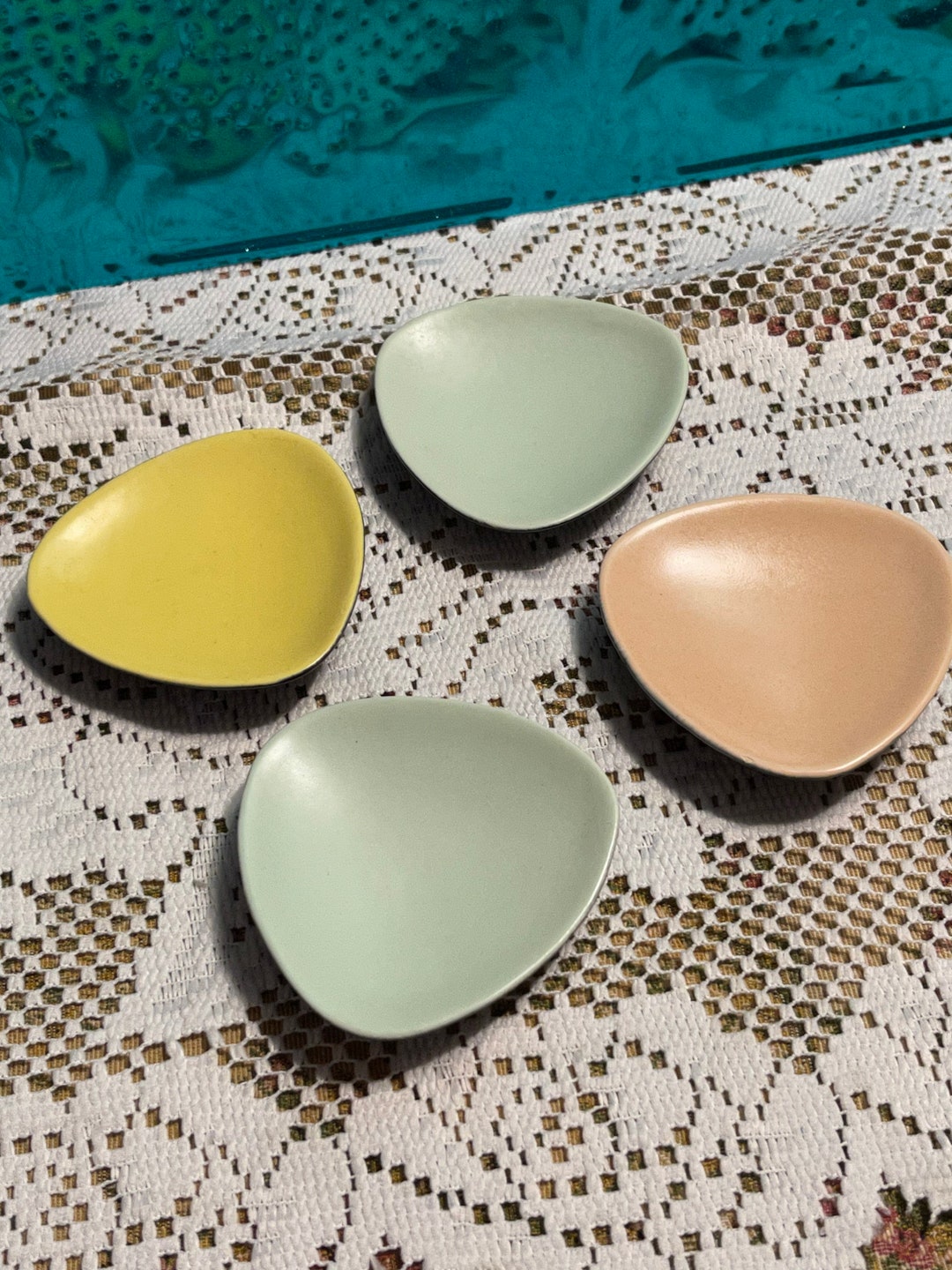 Vintage 1950’s Small Pastel Trays - Set of 4 - Triangle - Etsy