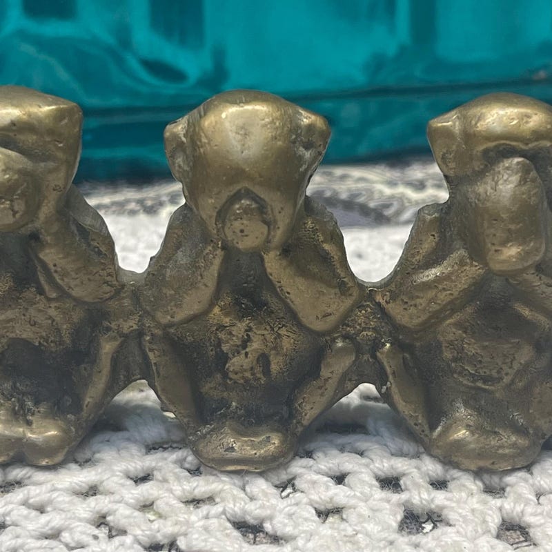 3 Wise Monkeys in Brass - Etsy