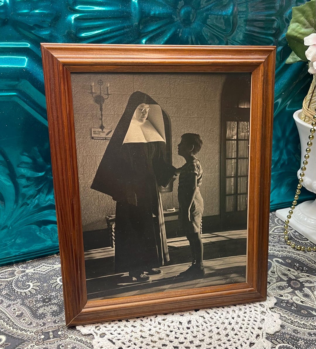Vintage Photo Print of Nun and Child in Aged Simple Wood Frame - Etsy