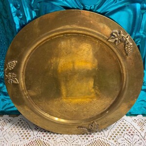 Vintage Large Brass Tray - Grape Design- Aged - Dented - Etsy