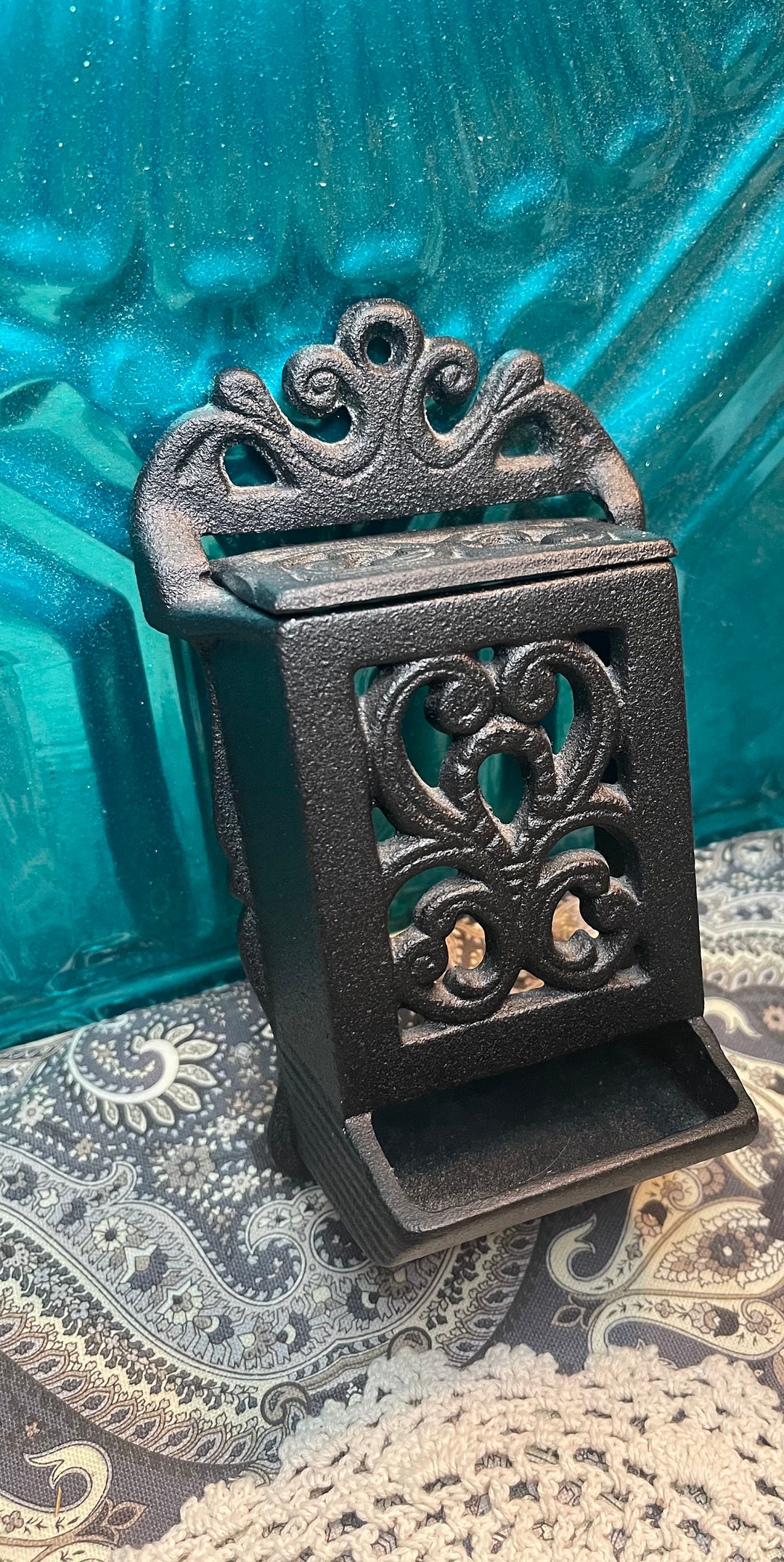 Vintage Cast Iron Matchbox Wall Holder With Lid - Etsy
