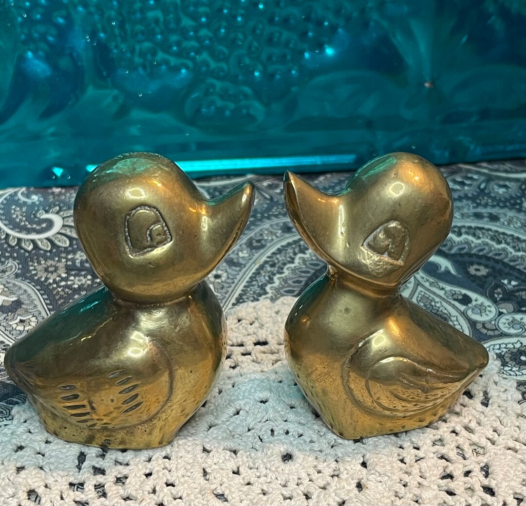 Vintage Small Brass Ducks - Set of 2 - Not Identical - Etsy