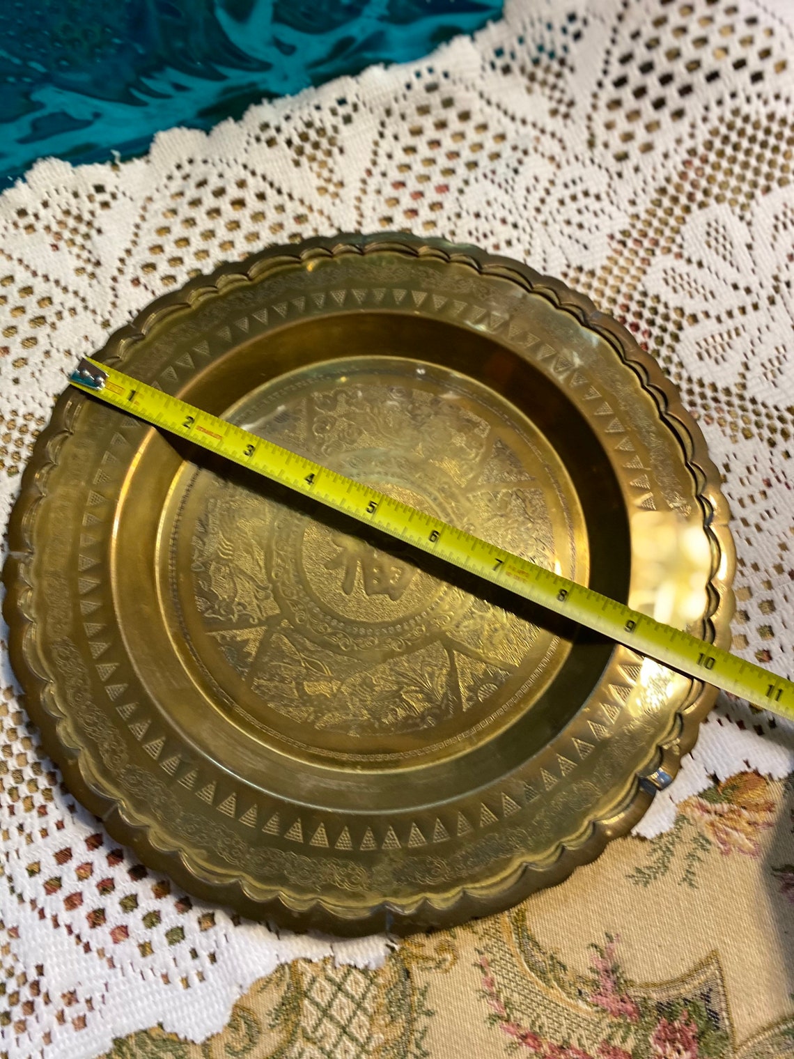 Vintage engraved brass plates Chinese symbols set of 2 | Etsy