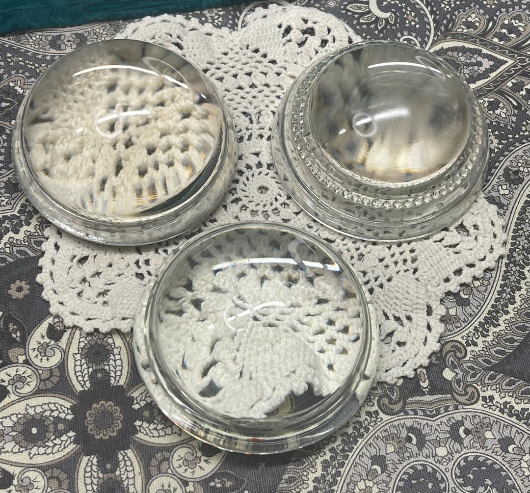 Vintage Set of 3 Glass Dome Paperweights- Empty - Repurpose Pieces - Etsy