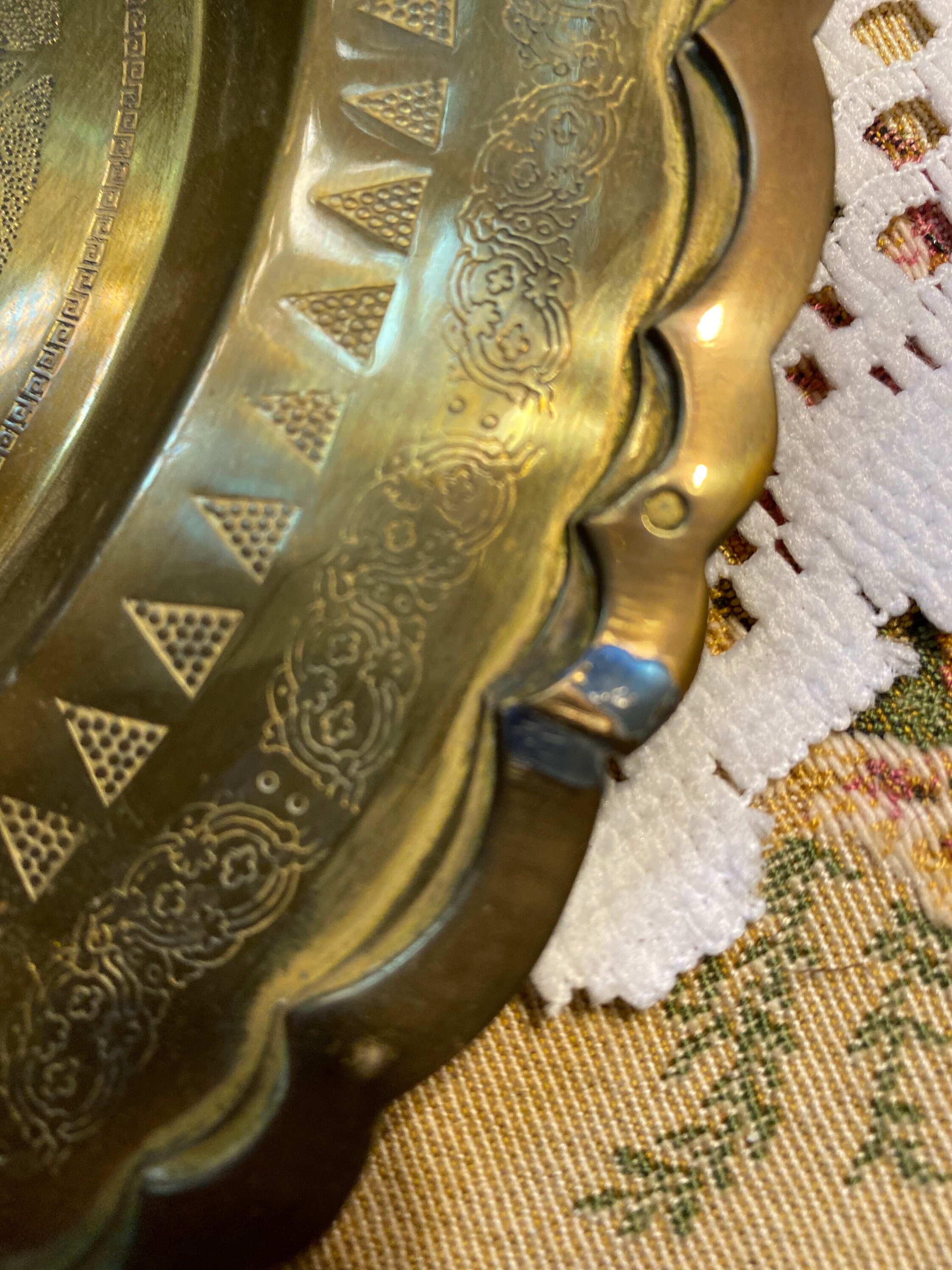 Vintage Engraved Brass Plates Chinese Symbols- Set of 2 - IMPERFECTIONS ...