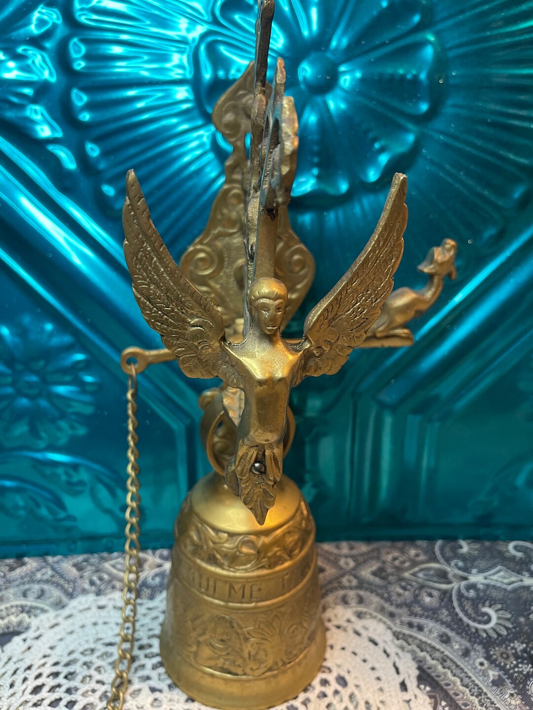 Vintage Large Heavy Ornate Brass Bell Monastery Church Door Bell - With ...