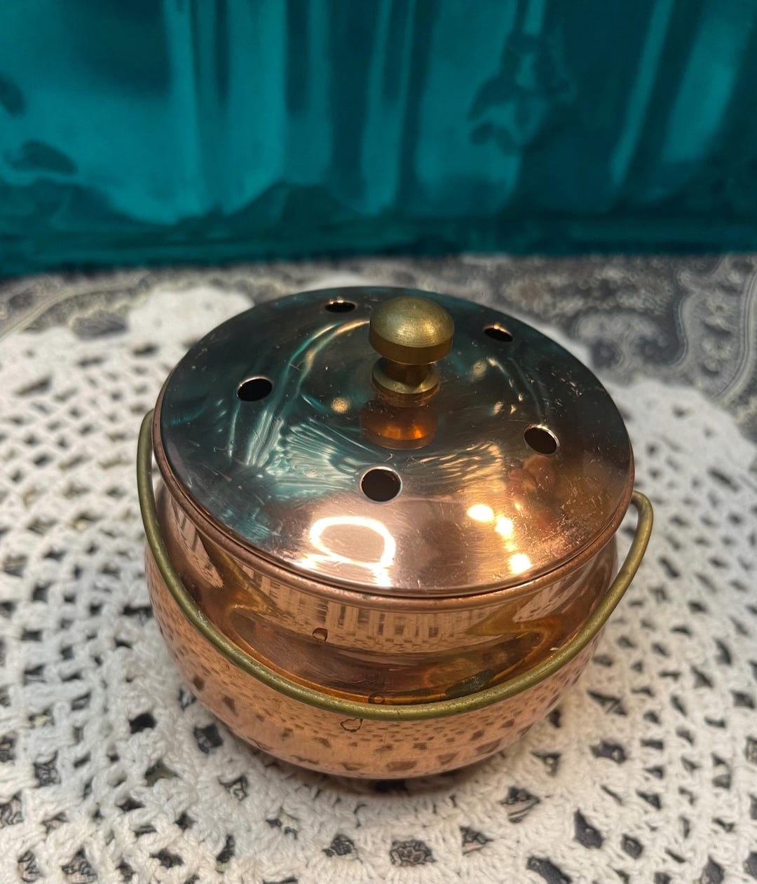 Vintage Small Miniature Copper Pot With Brass Handle, Potpourri Pot ...