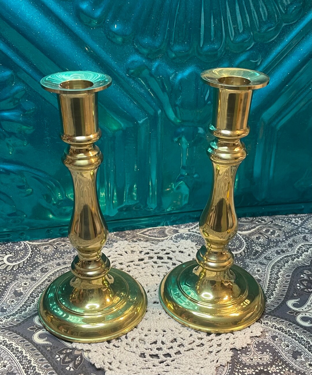 Vintage Heavy Brass Candlestick Candle Holder- Set of 2 - Etsy