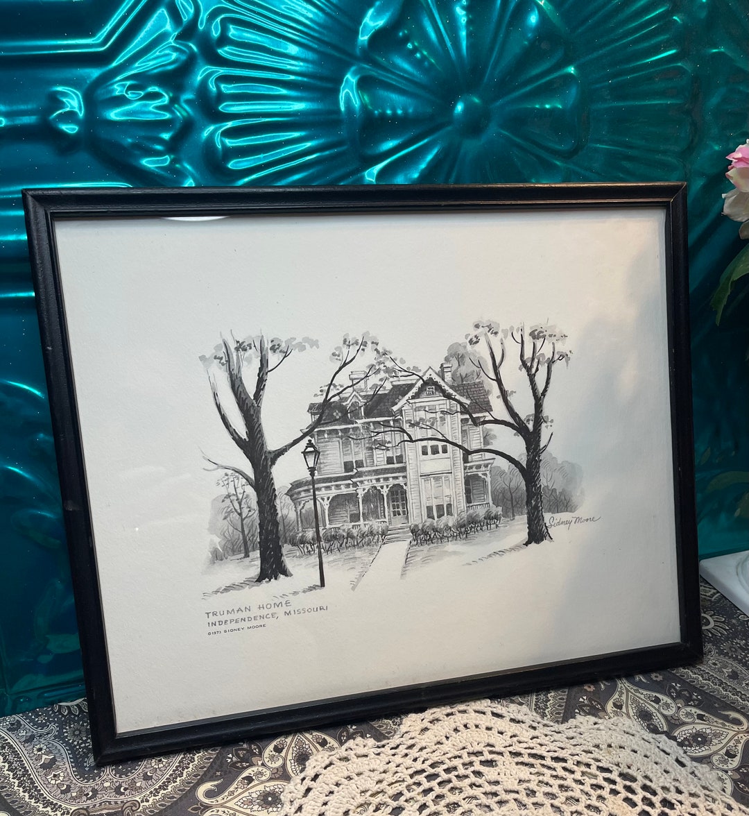 Vintage Wood Framed Print of Building in Missouri- Aged Frame - Etsy
