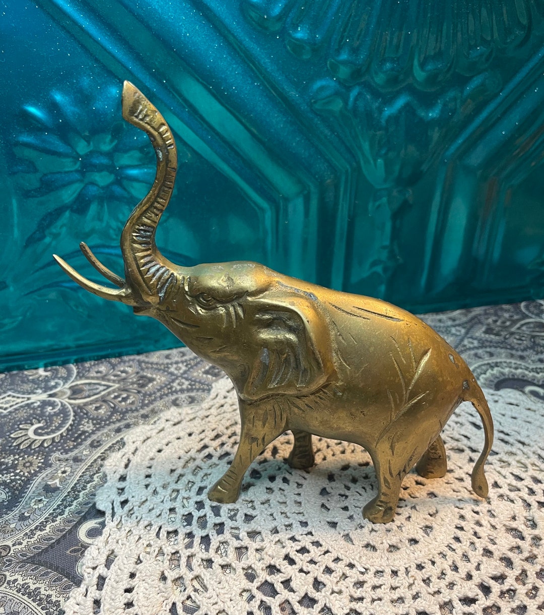 Vintage Brass Elephant Figurine - Statue - Aged - Etsy