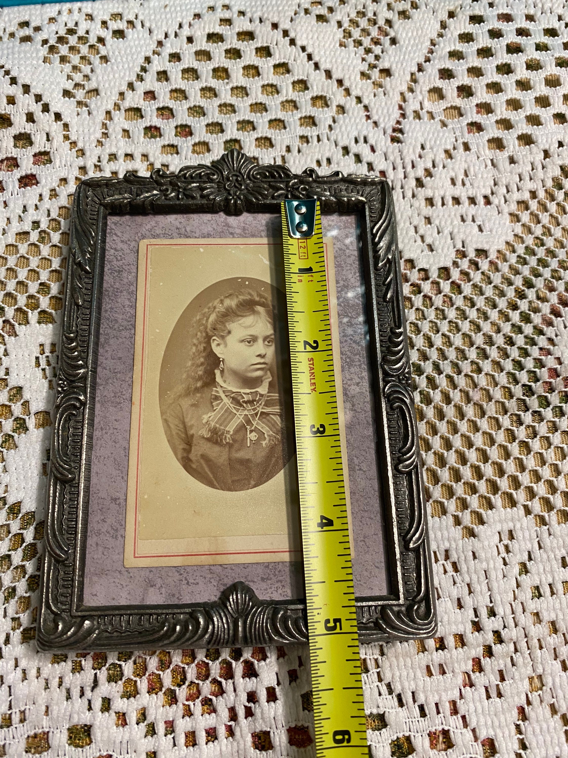 Antique Victorian photo card in ornate vintage metal frame | Etsy