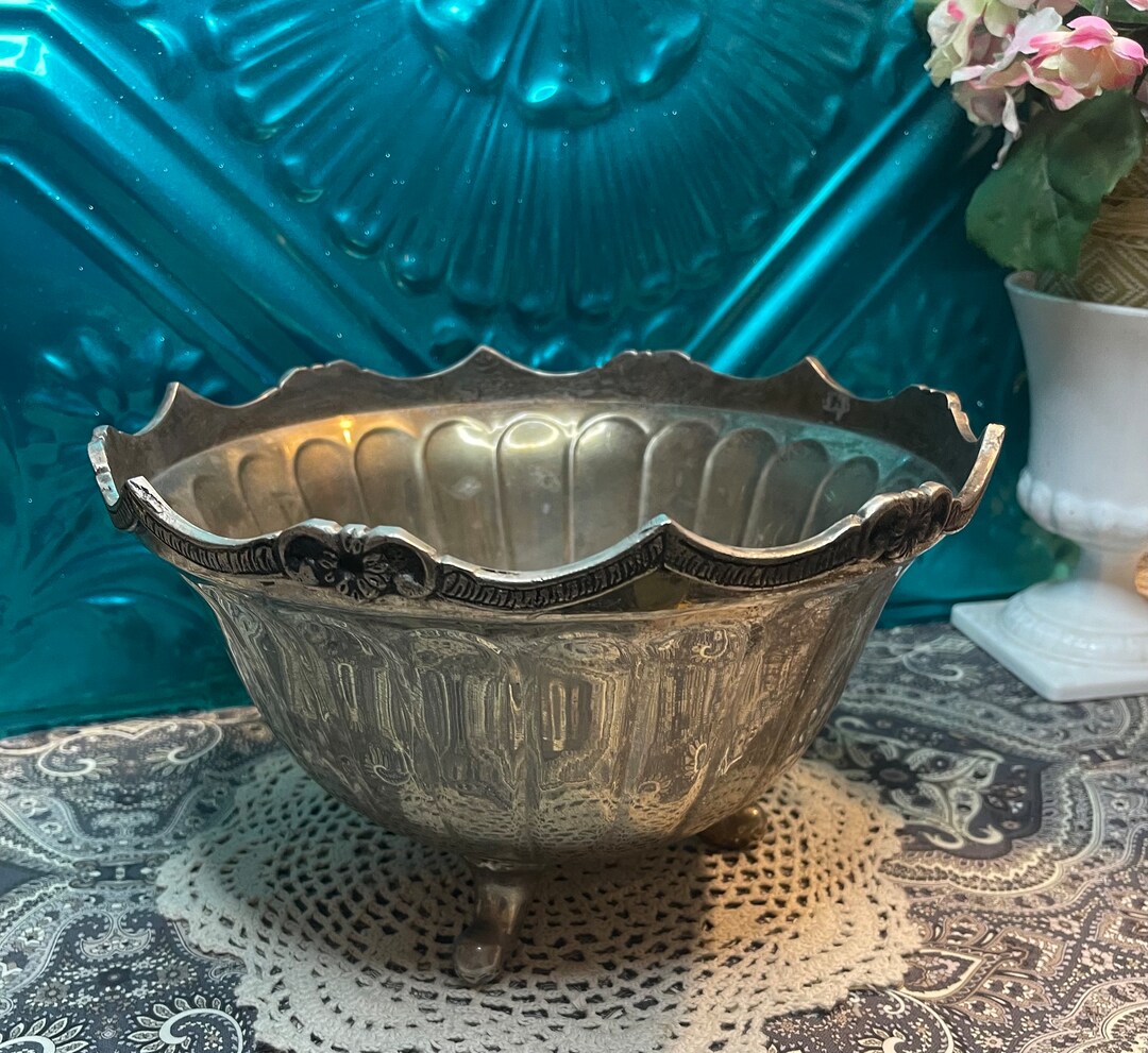 Vintage Ornate Rim Bowl - Centerpiece- Silver Plated or Silver Tone ...
