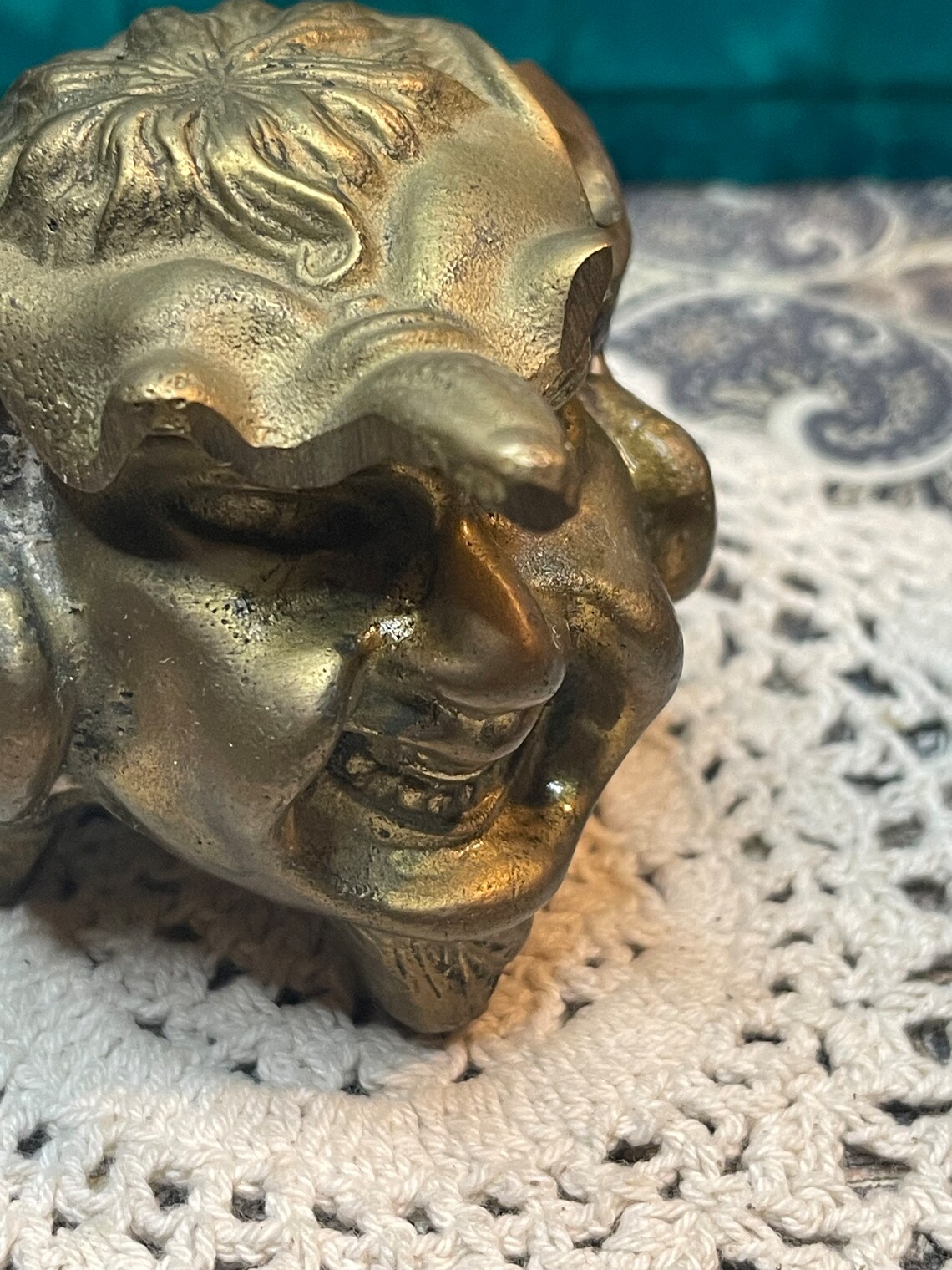 Antique Small Unique Goblin- Imp- Figural Brass Inkwell - No Insert ...