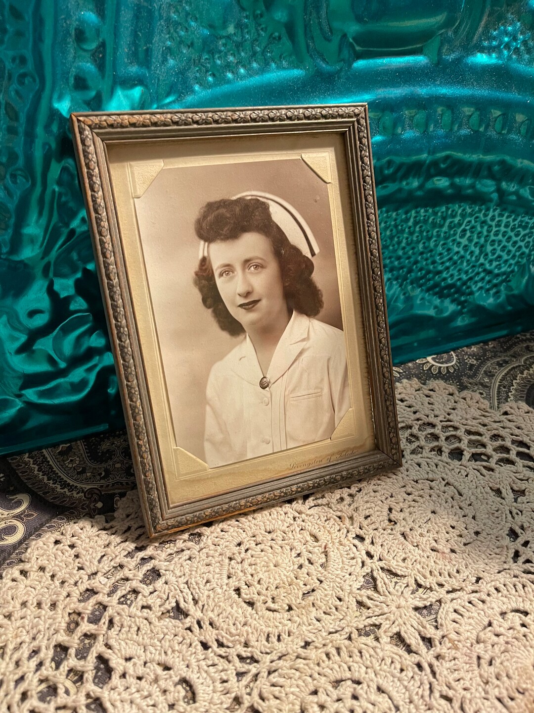 Vintage Nurse Photo in Ornate Wood Frame- Showing Its Age - Etsy
