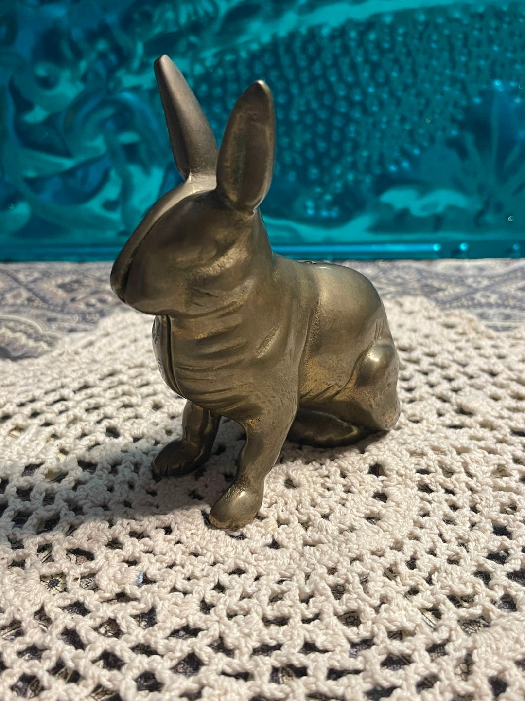 Vintage Brass Bunny Rabbit Coin Bank - Etsy