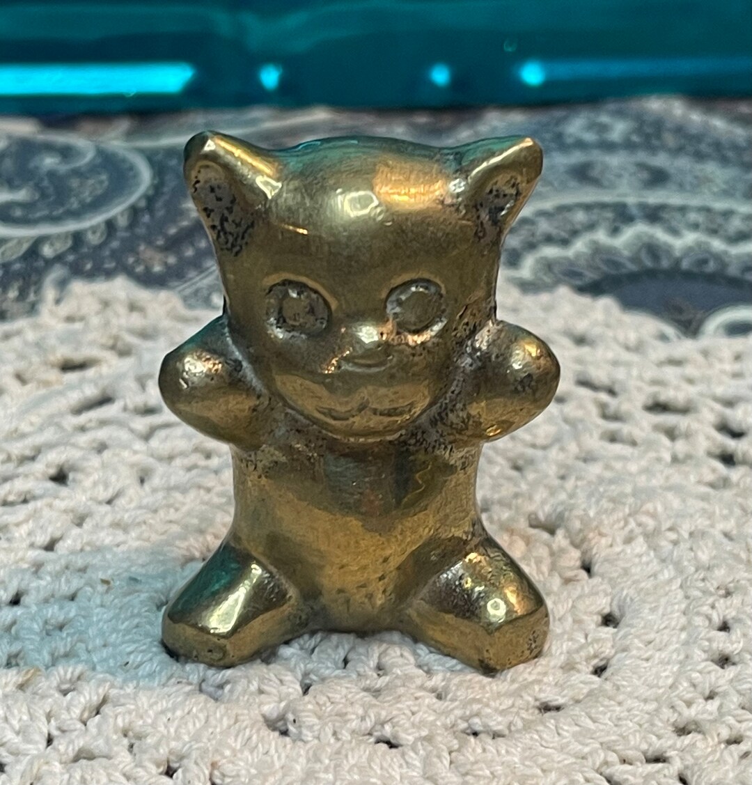 Vintage Small - Miniature - Solid Brass Bear - Etsy
