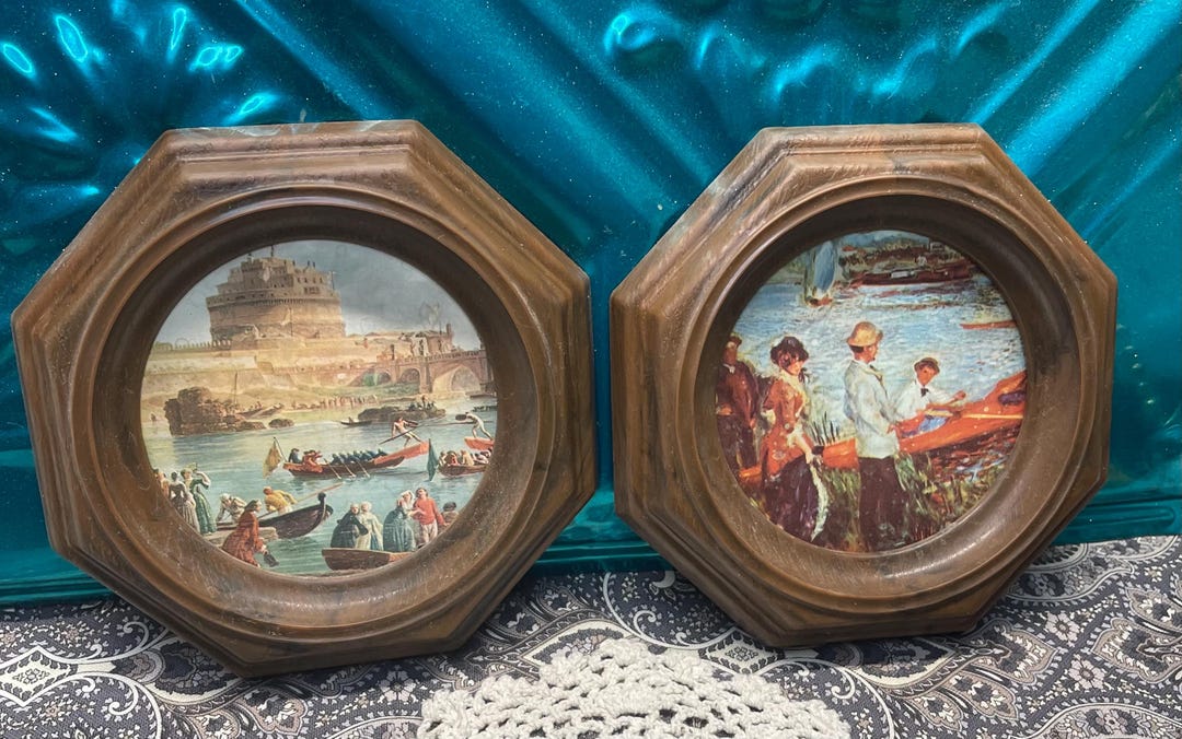 Vintage Small Lightweight Octagon Plastic Frames With Italy Prints- Set ...