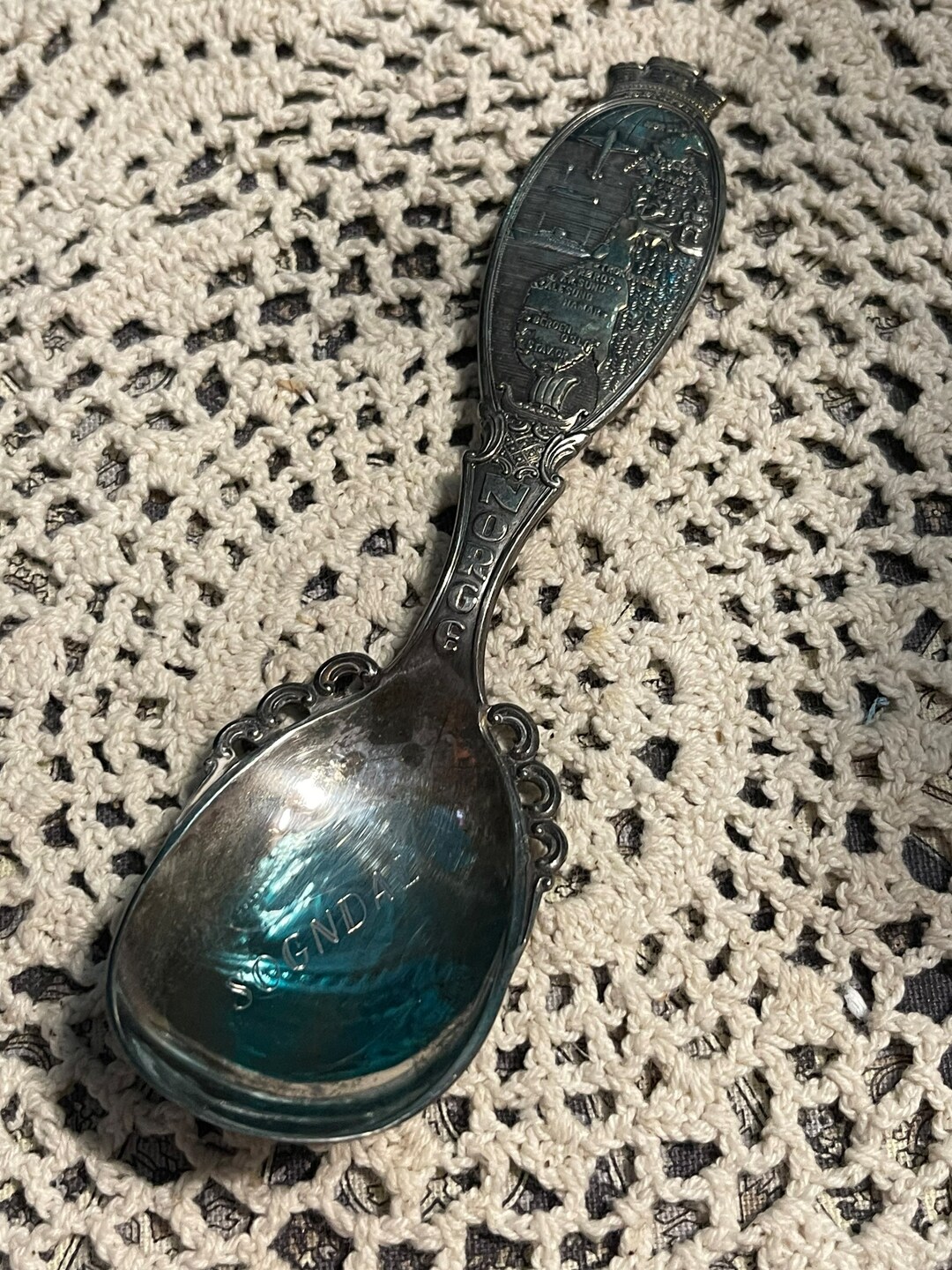 Vintage Small Silver Plated Souvenir Spoon- Norway - Engraved- Marked ...