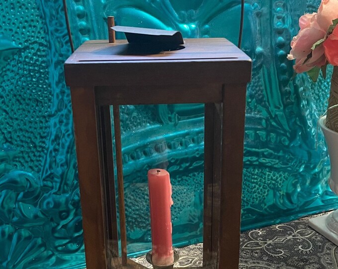 Vintage Wood Glass Candle Lantern With Manual Candle Lift - Aged - Etsy