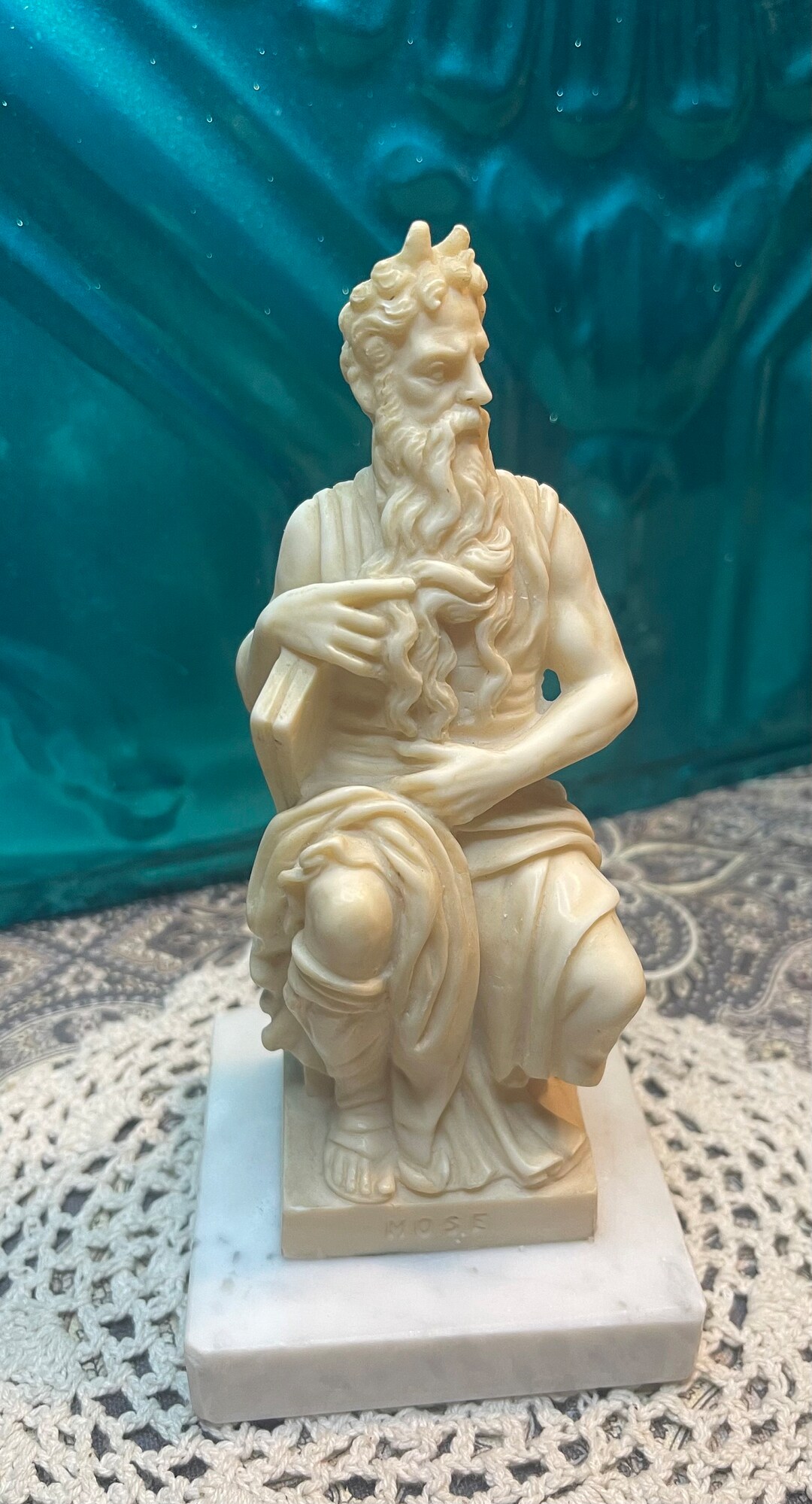 Vintage Resin Like Reproduction Statue of Horned Moses on Italian ...