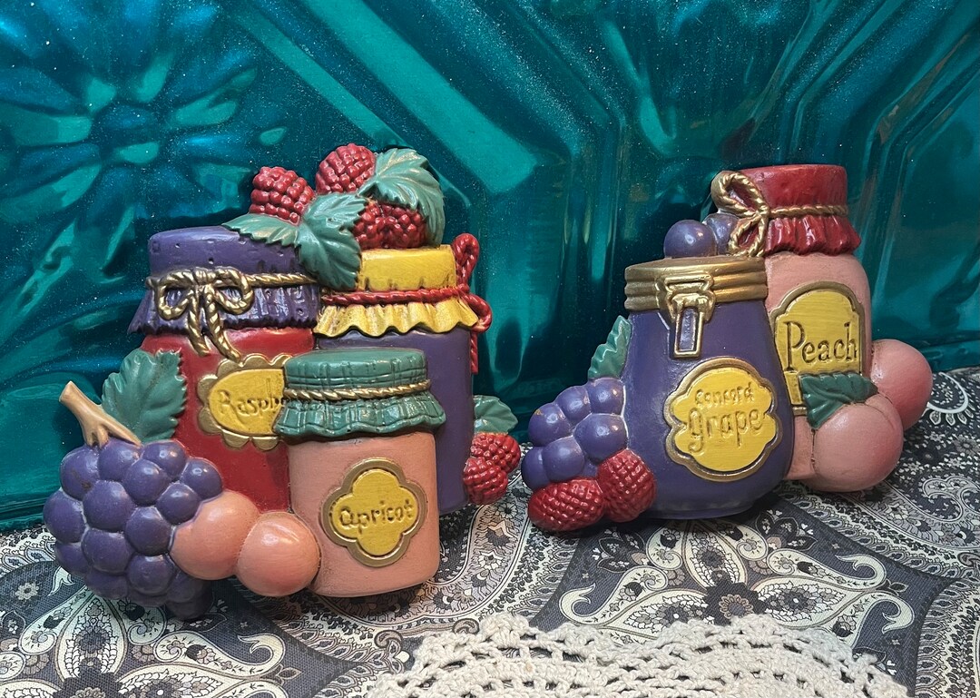 Vintage Plastic Wall Plaques Kitchen Decor Jam Jelly Jars Set of 2 - Etsy