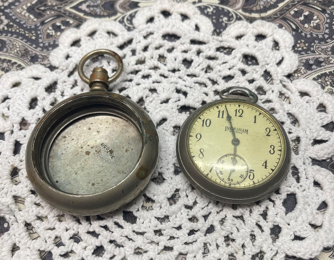 Vintage Non Working Pocket Watch and Pocket Watch Case Without Glass ...