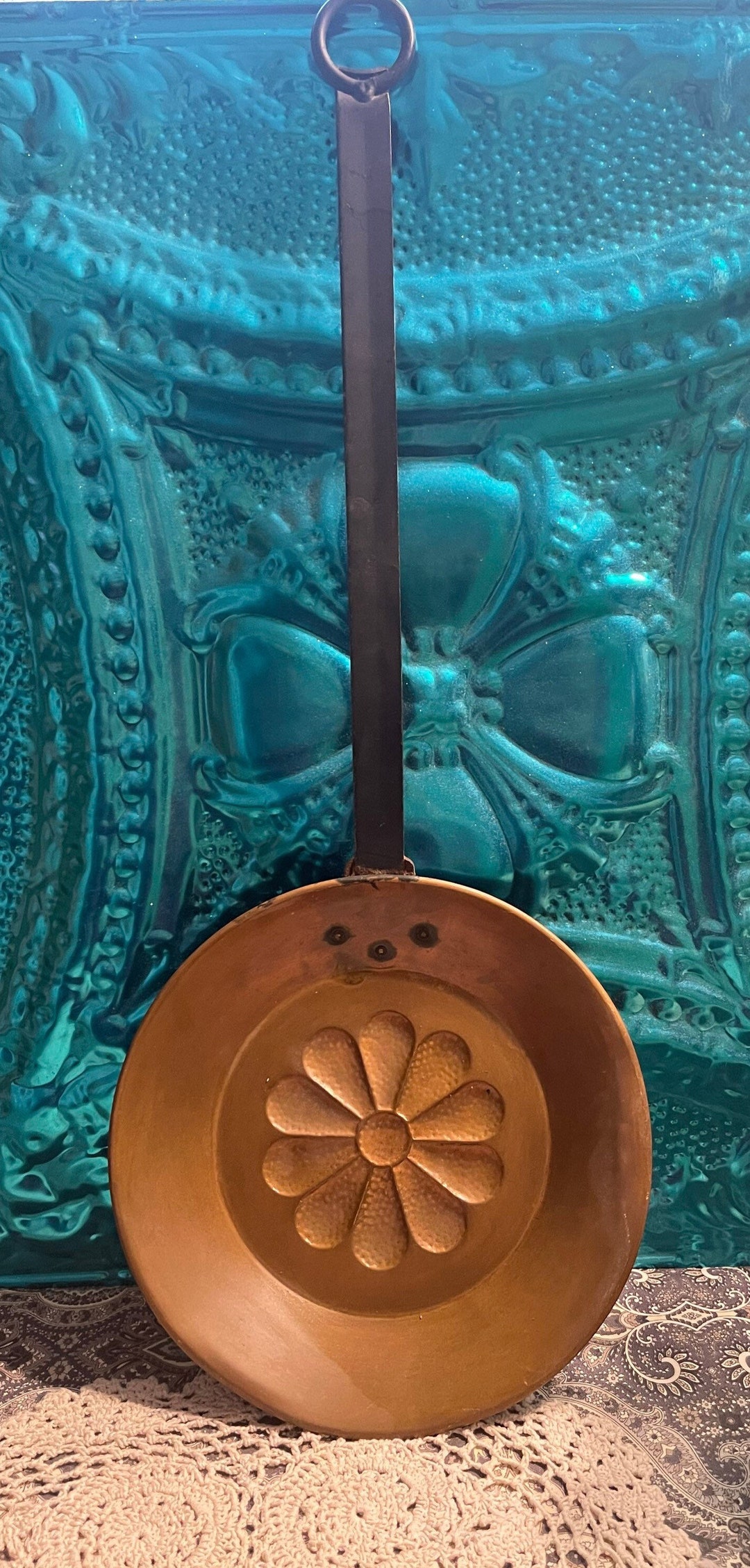 Vintage Long Copper Pan With Black Iron Handle Wall Decor - Etsy