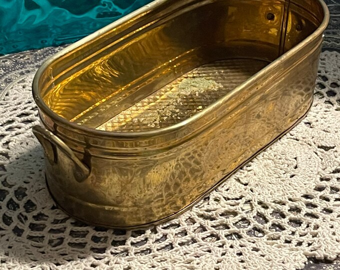 Vintage Small Oblong Brass Planter - Aged With Handles - Etsy
