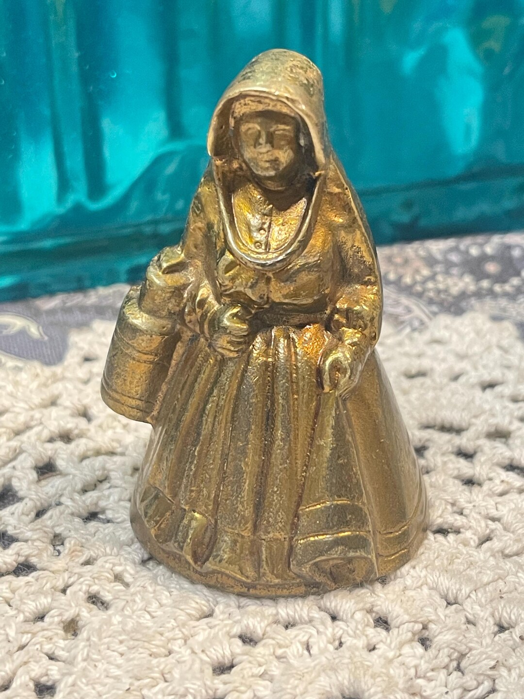 Vintage Small but Sturdy Victorian Style Lady Carrying Milk Can - Brass ...