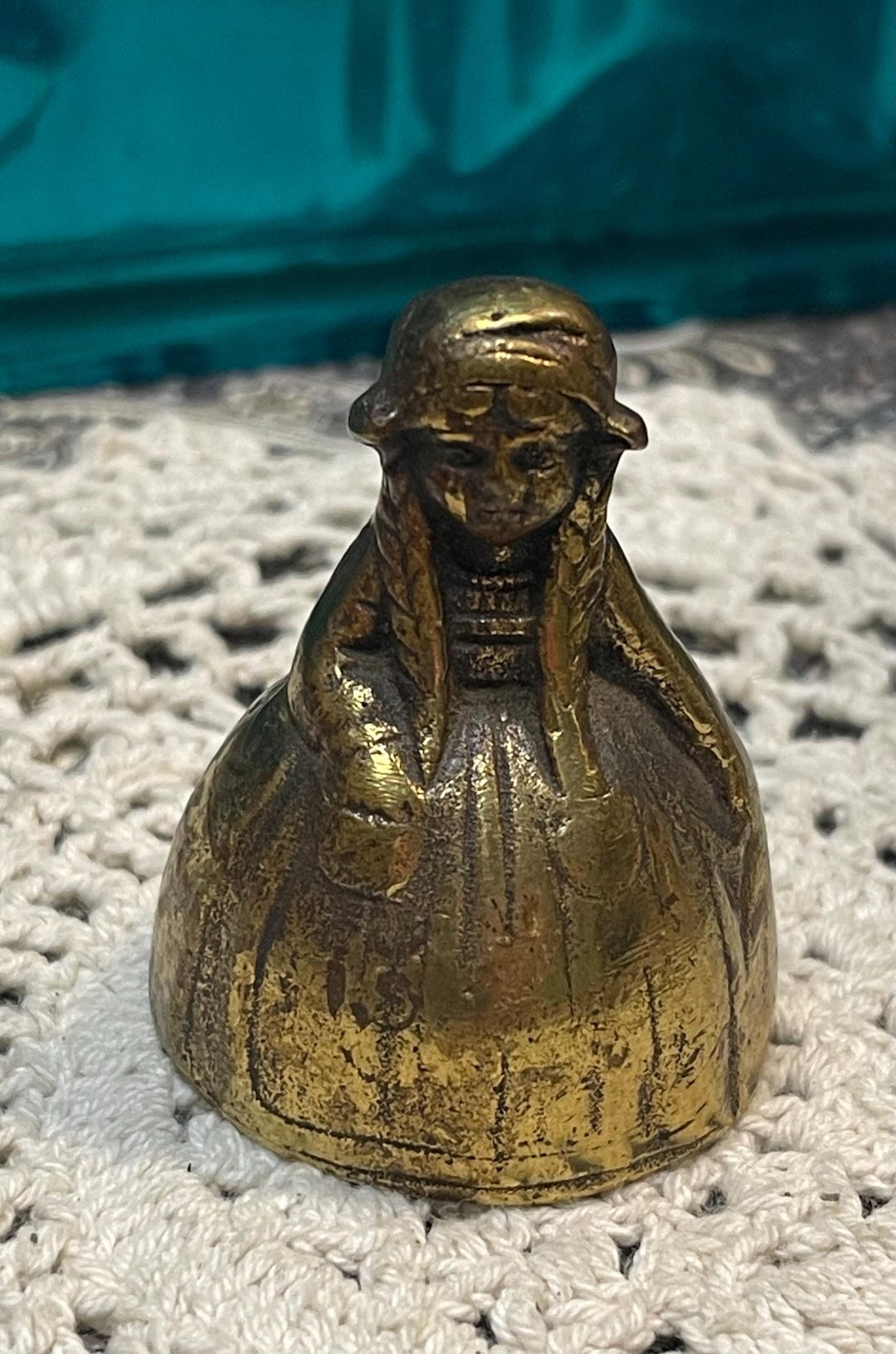 Vintage Small Brass Bell- Girl With Braided Hair - Etsy
