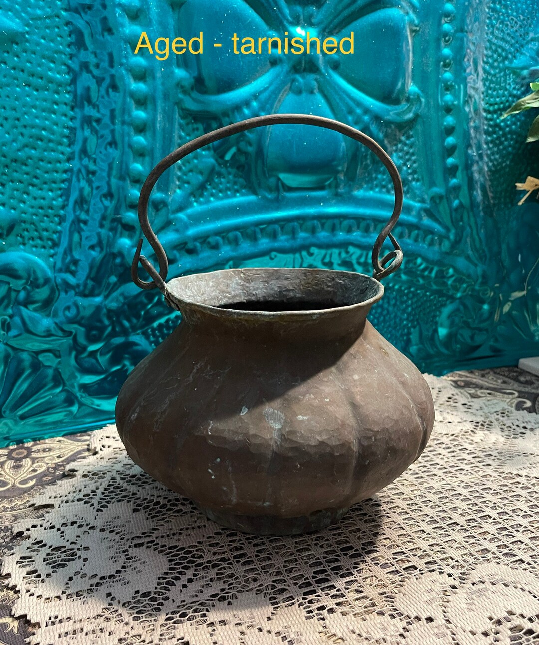 Antique or Vintage Rustic Cauldron - Pot With Handle - Clearly Showing ...