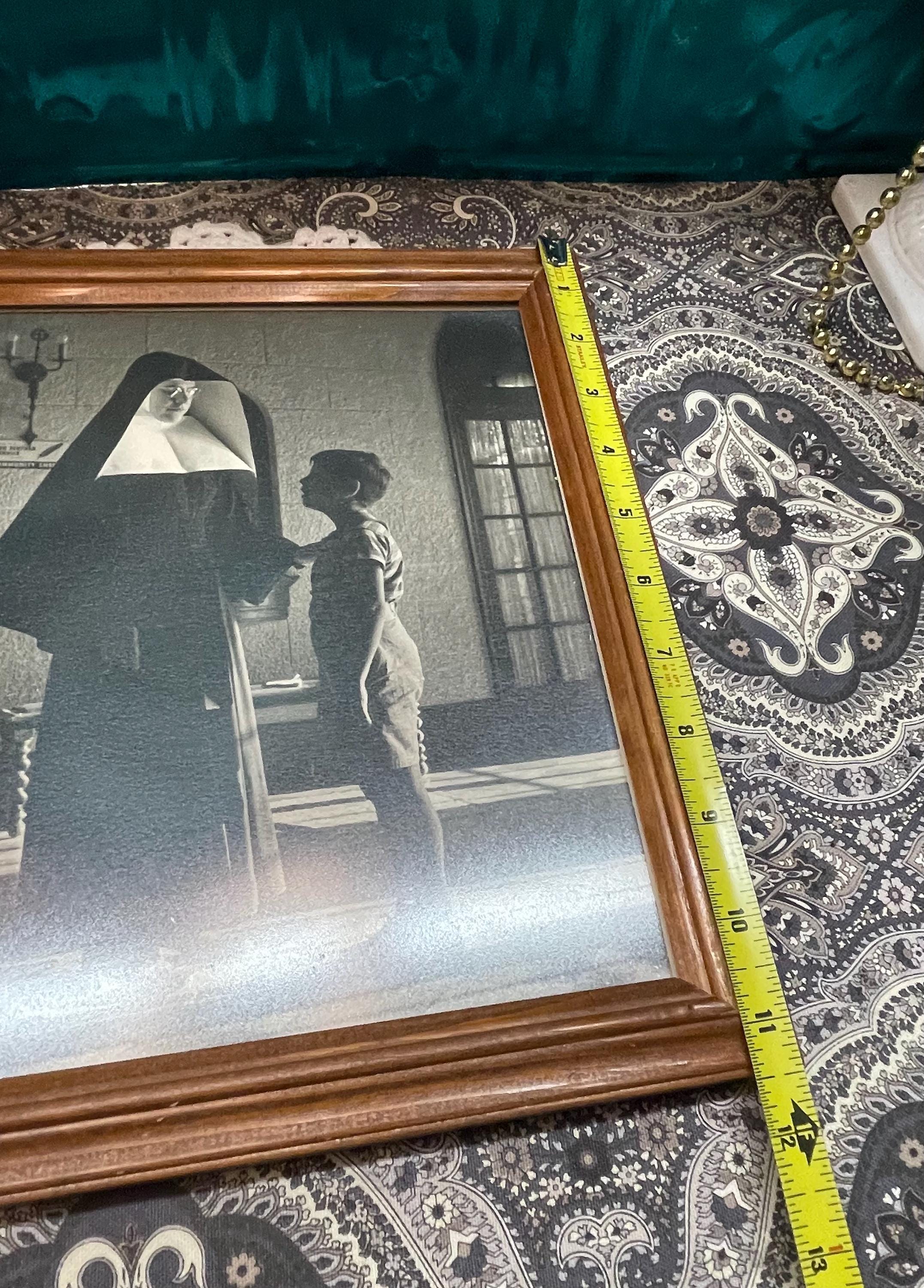 Vintage Photo Print of Nun and Child in Aged Simple Wood Frame - Etsy