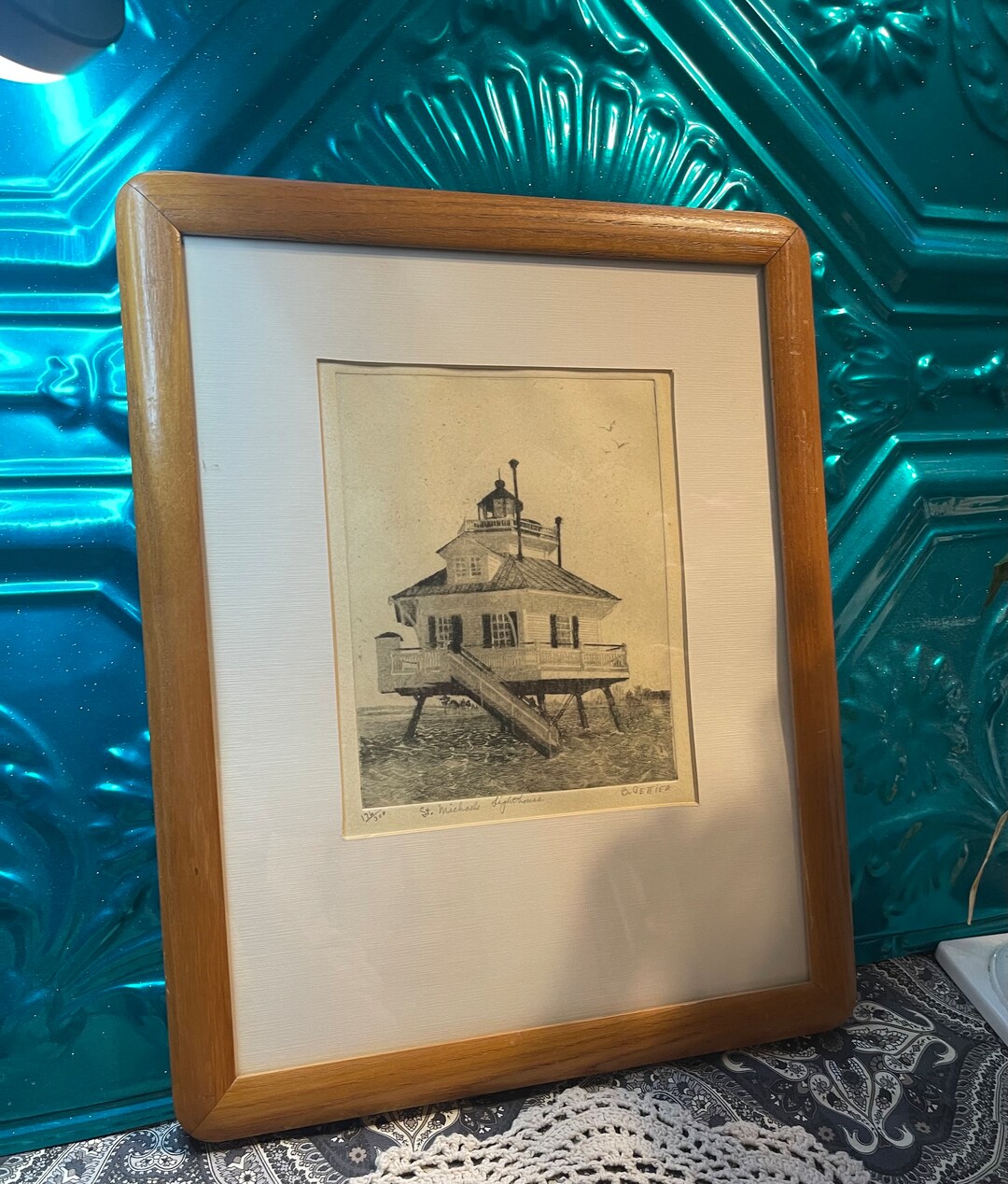 Vintage Signed Numbered Matted Print of or Possibly Original Lighthouse ...