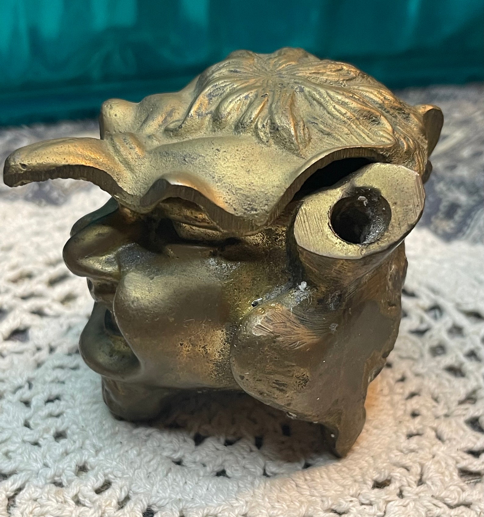 Antique Small Unique Goblin- Imp- Figural Brass Inkwell - No Insert ...