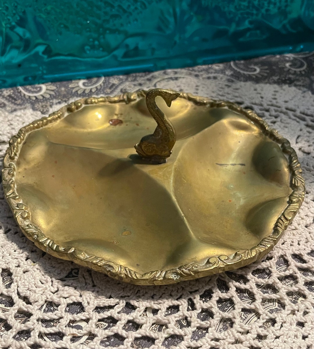 Vintage Unique Koi Fish Brass Dish- Tray Ornate Rim - Aged - Etsy