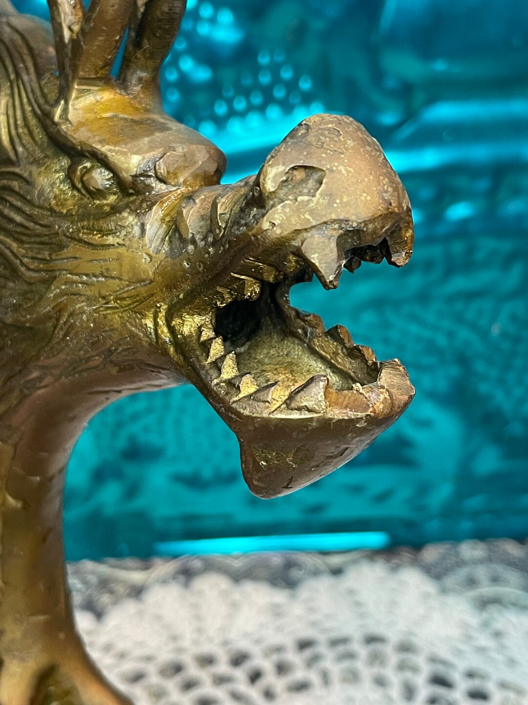Vintage Large Brass Dragon Aged Etsy