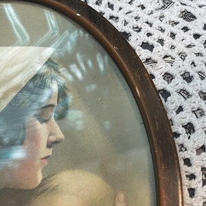 Antique Small Metal Framed Lithograph of Mother and Child - Aged - Etsy