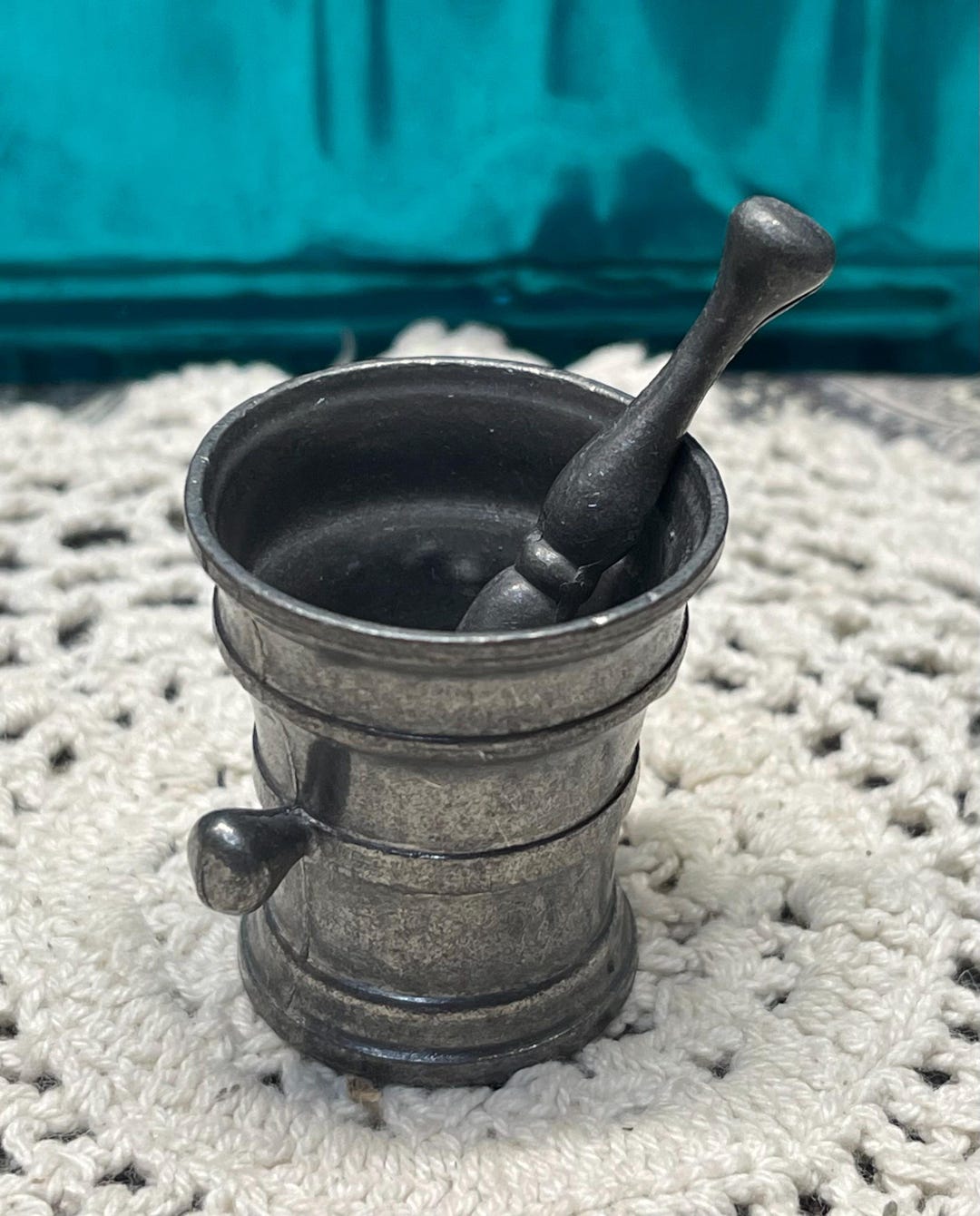 Vintage Pewter Miniature Mortar and Pestle - Etsy