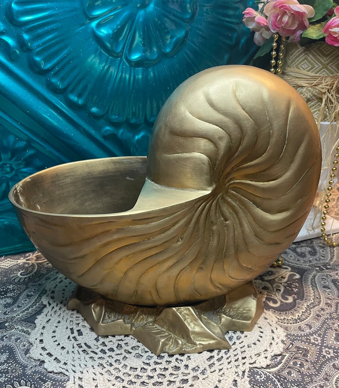 Vintage Large Heavy 12 Lbs Brass Shell Planter - Etsy