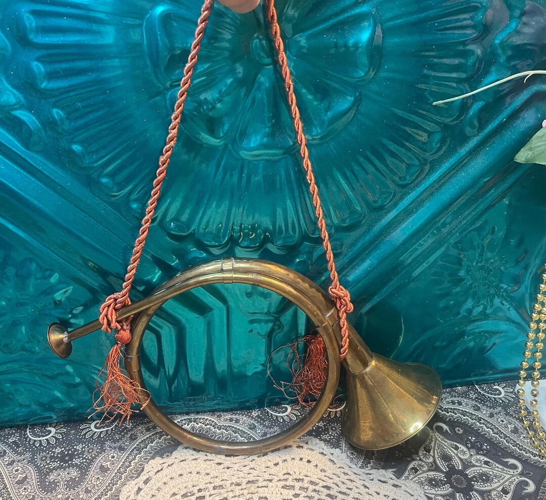 Vintage Hanging Brass French Horn Wall Decor- Aged - Etsy