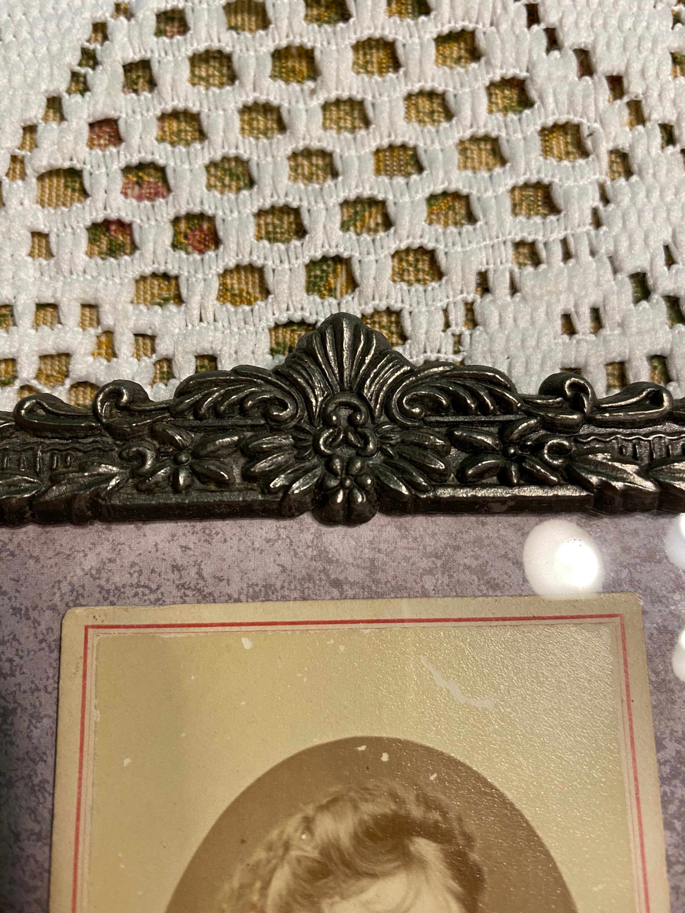 Antique Victorian photo card in ornate vintage metal frame | Etsy