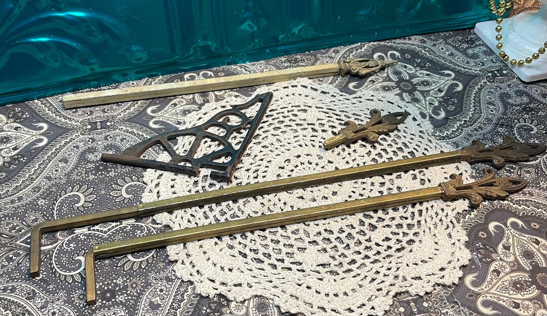 Antique Swing Arm Curtain Rod Parts and Pieces- Repurpose Pieces- Aged ...