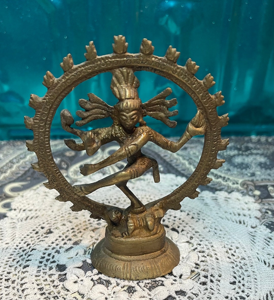 Vintage Small Brass Dancing Shiva Statue Aged - Etsy