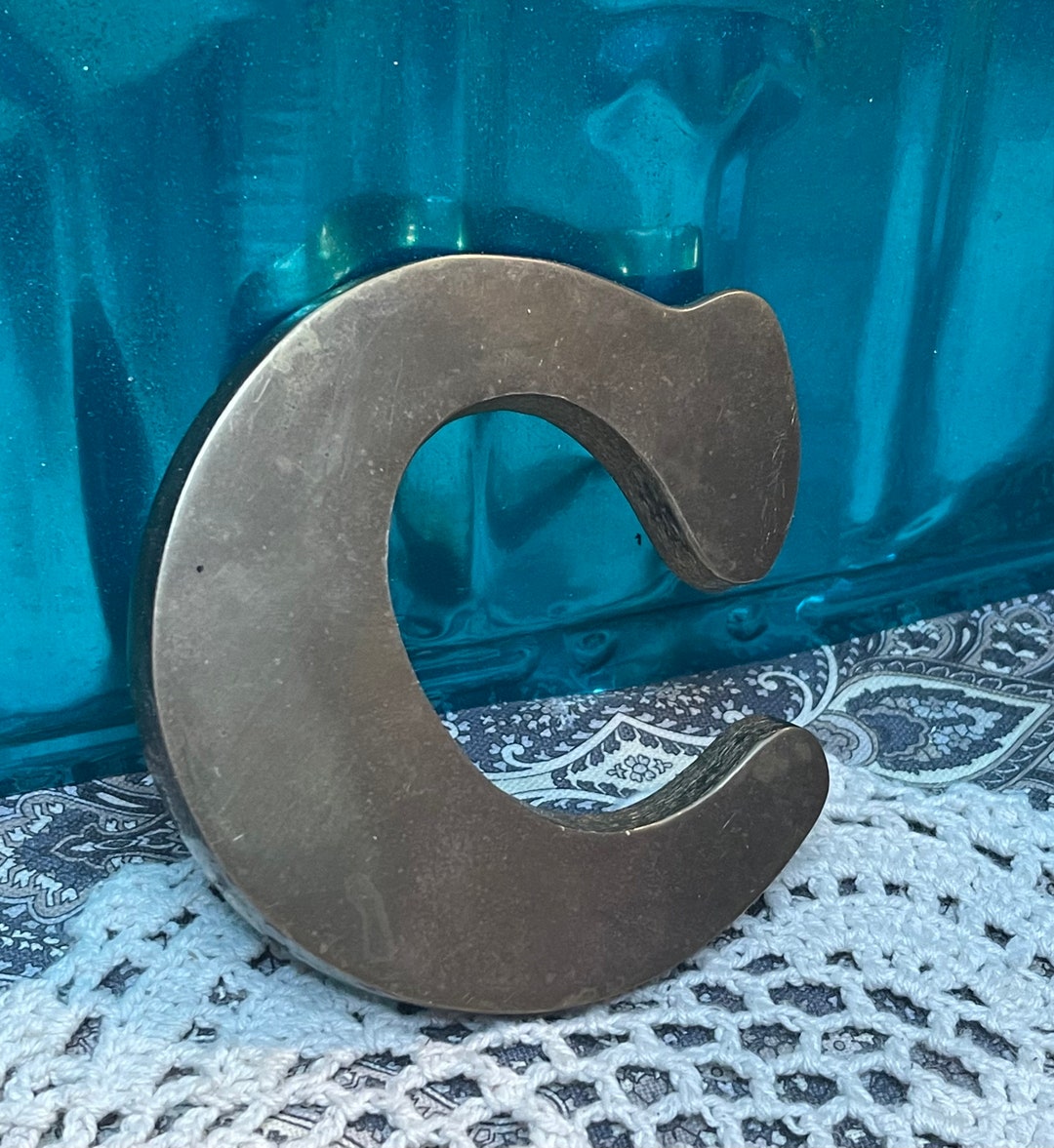 Vintage Brass Letter C Paperweight- Aged - Etsy
