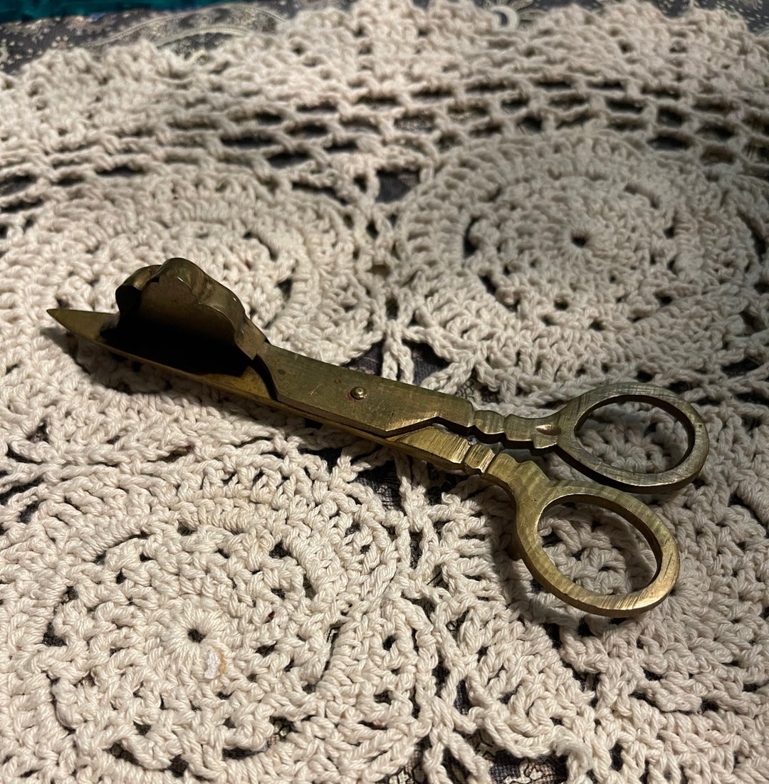 Vintage Aged Brass Candle Wick Scissors- Candle Extinguisher Scissors ...