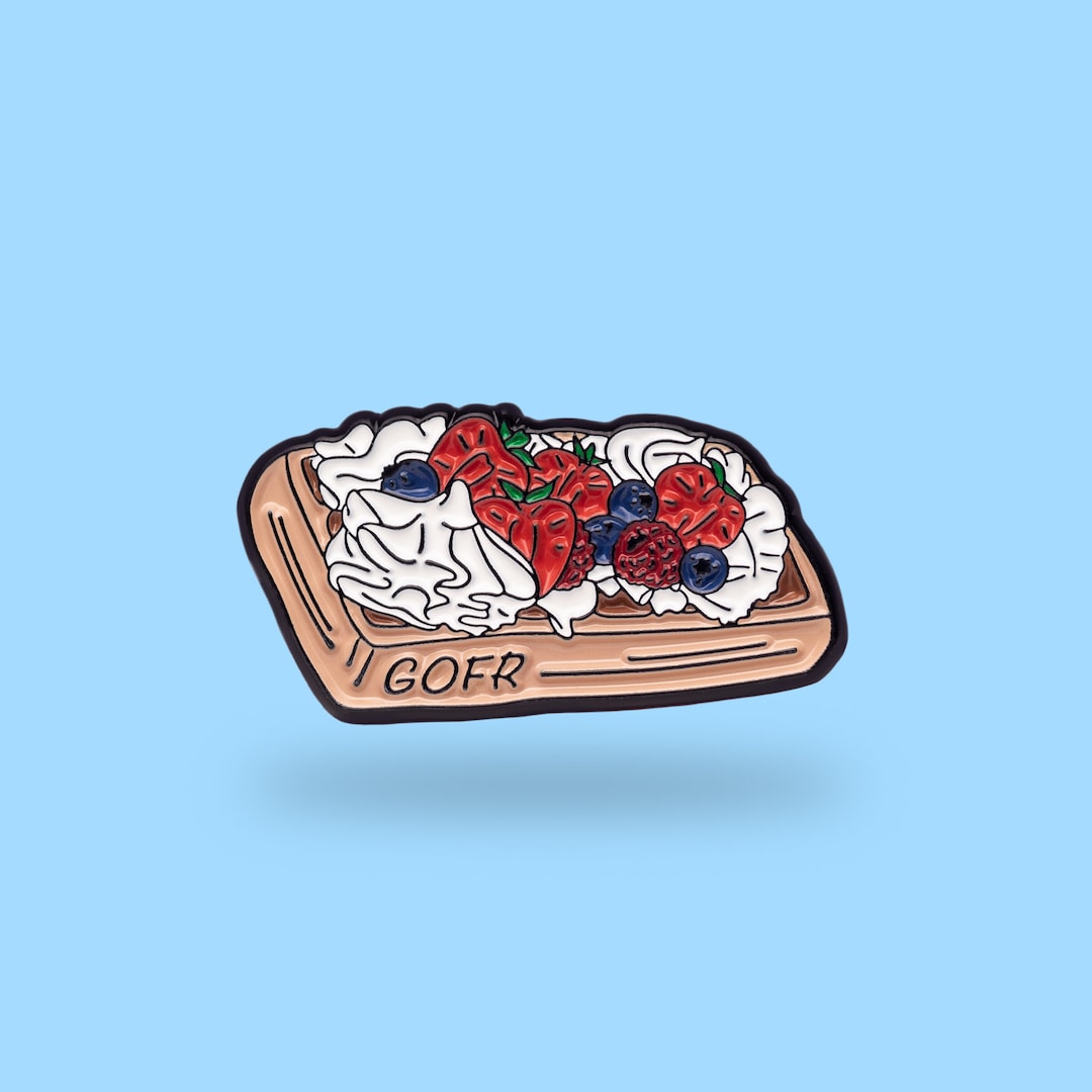 Waffle Enamel Pin - Waffle - Breakfast - Fruits - Whipped Cream Cute ...