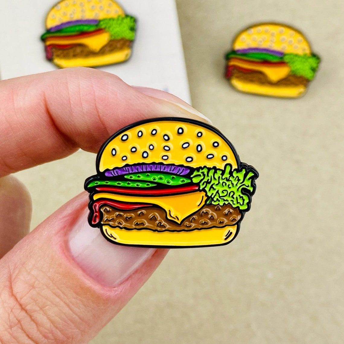 Burger Enamel Pin Soft Enamel Pin Fast Food Pin - Etsy