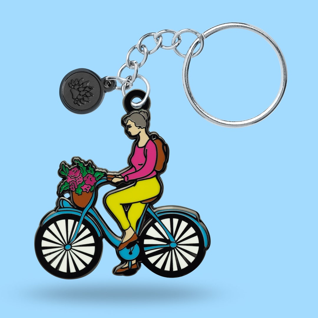 Keychain Bicycle Girl Bycicle - Summer Vibe - Flowers - Pins Cute Gift ...