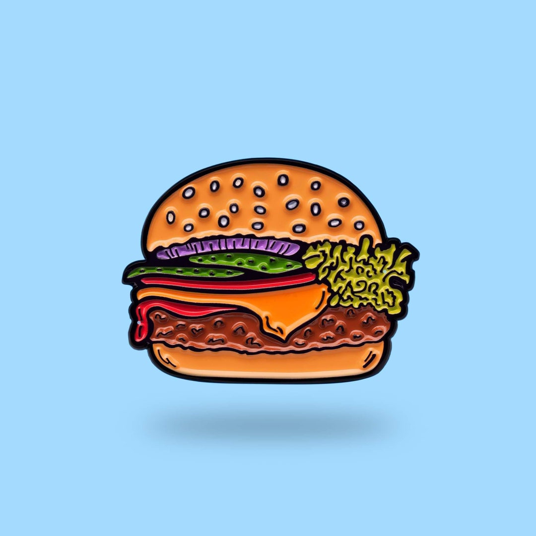 Burger Enamel Pin - Soft Enamel Pin - Fast Food Pin - Cheeseburger Pin ...