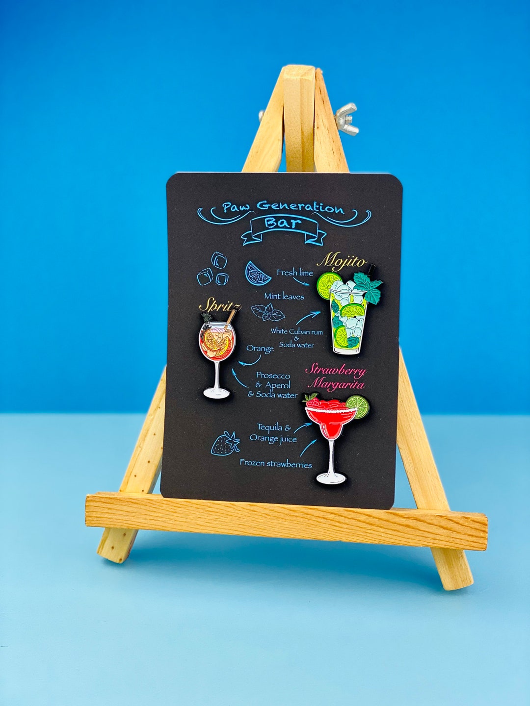 Cocktails Enamel Pin Bar Set Barista Pins Spritz Mojito Strawberry ...